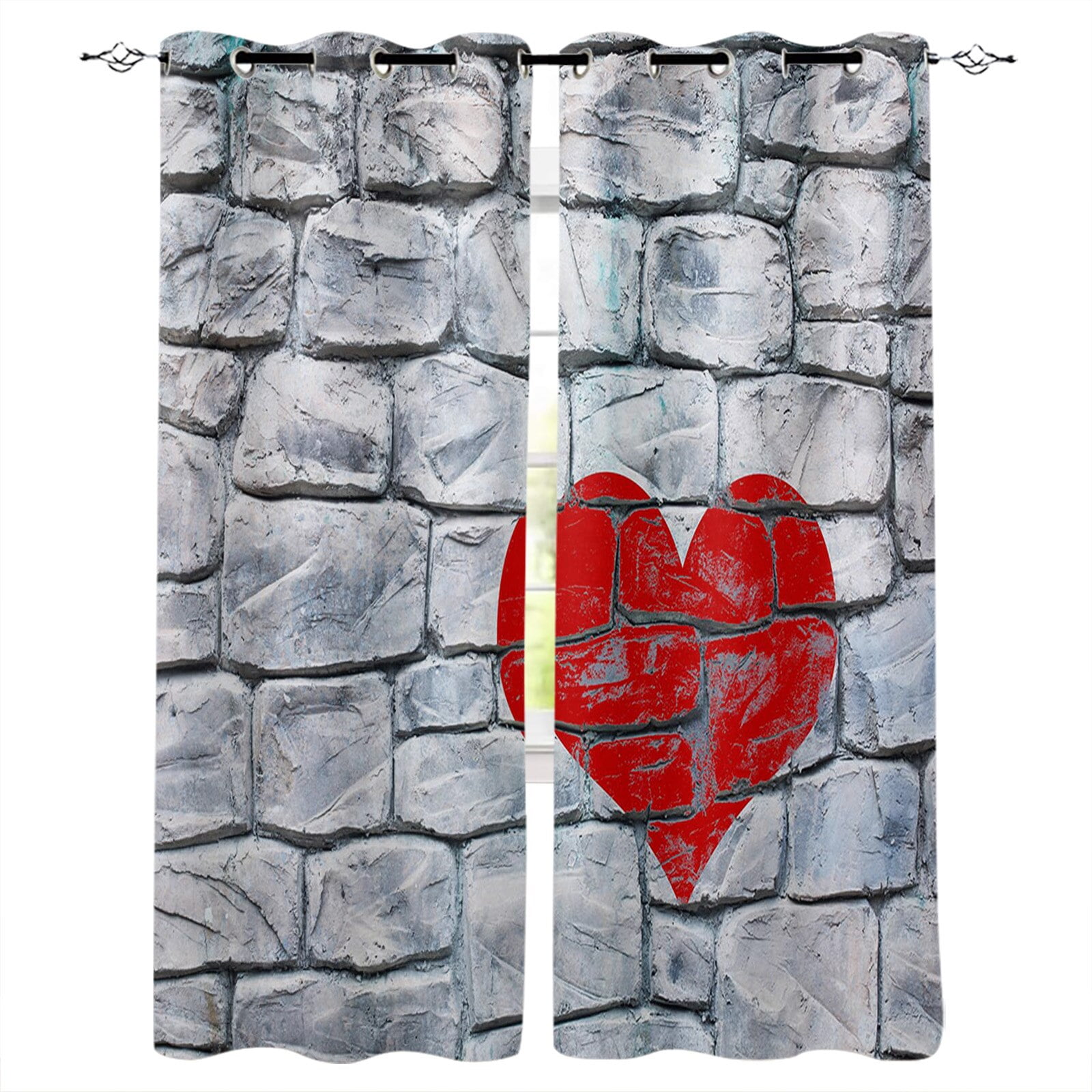 Brick Wall Curtains For Living Room Bedroom Window Treatment Blinds ...