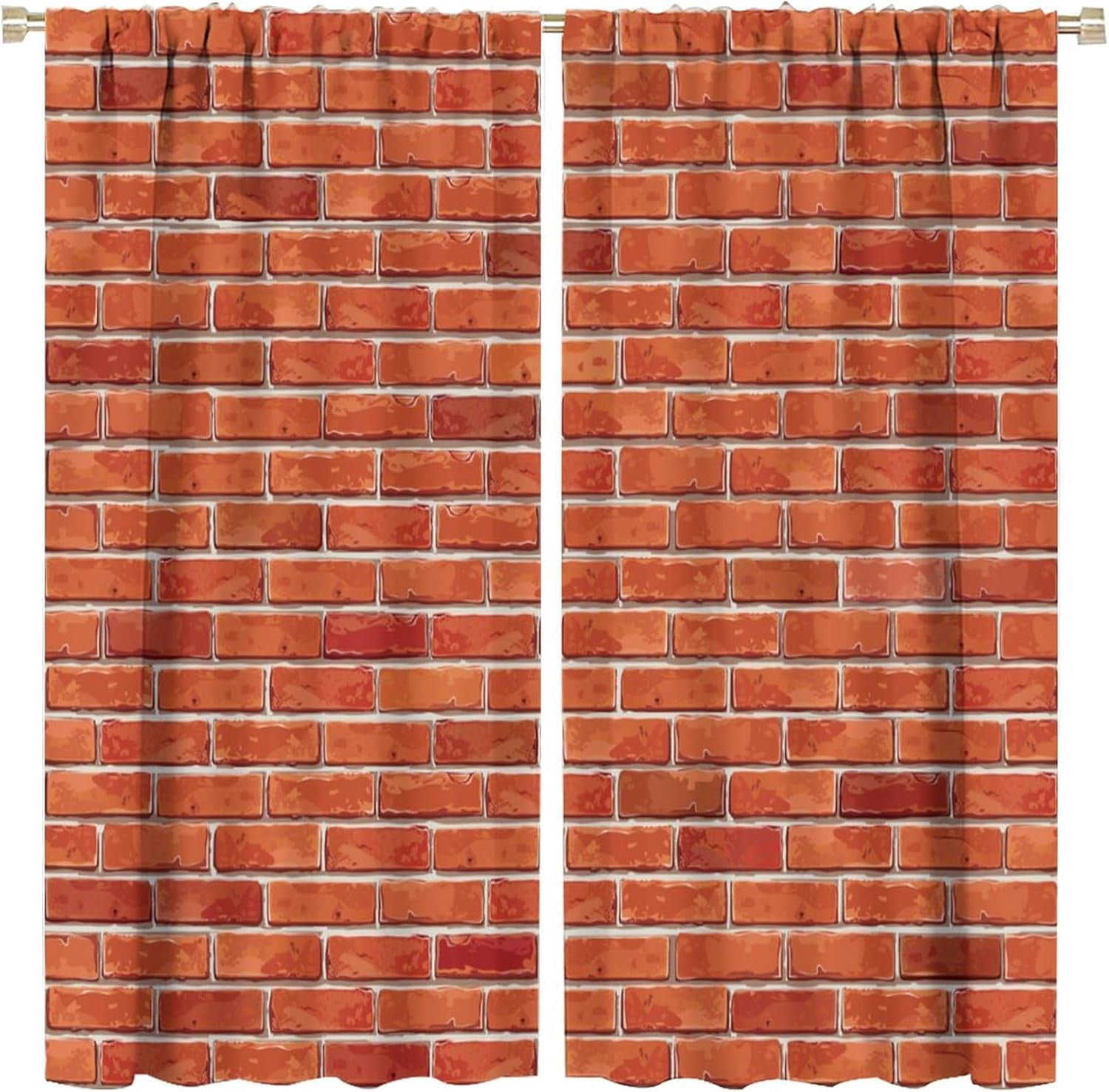 Brick Wall Curtains Red Vintage Old Brick Wall Abstract Art Print for ...
