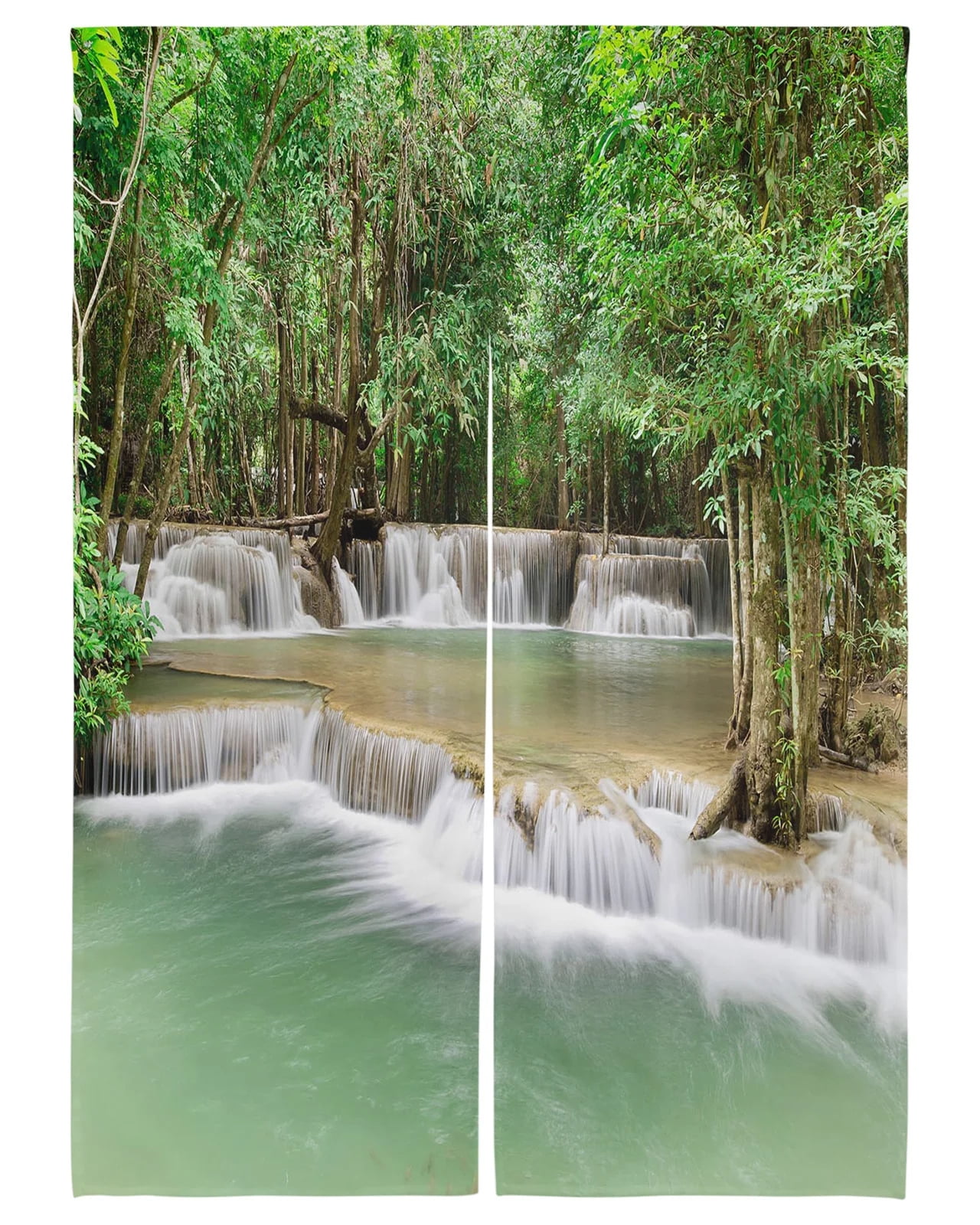 Brick Wall Forest Waterfall Wood Japanese Door Curtain Partition for ...