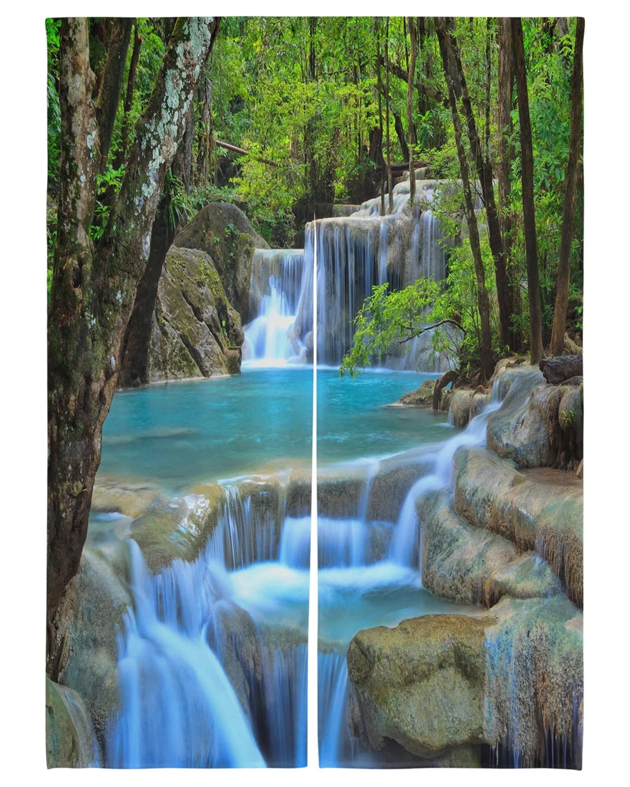 Brick Wall Forest Waterfall Wood Japanese Door Curtain Partition for ...