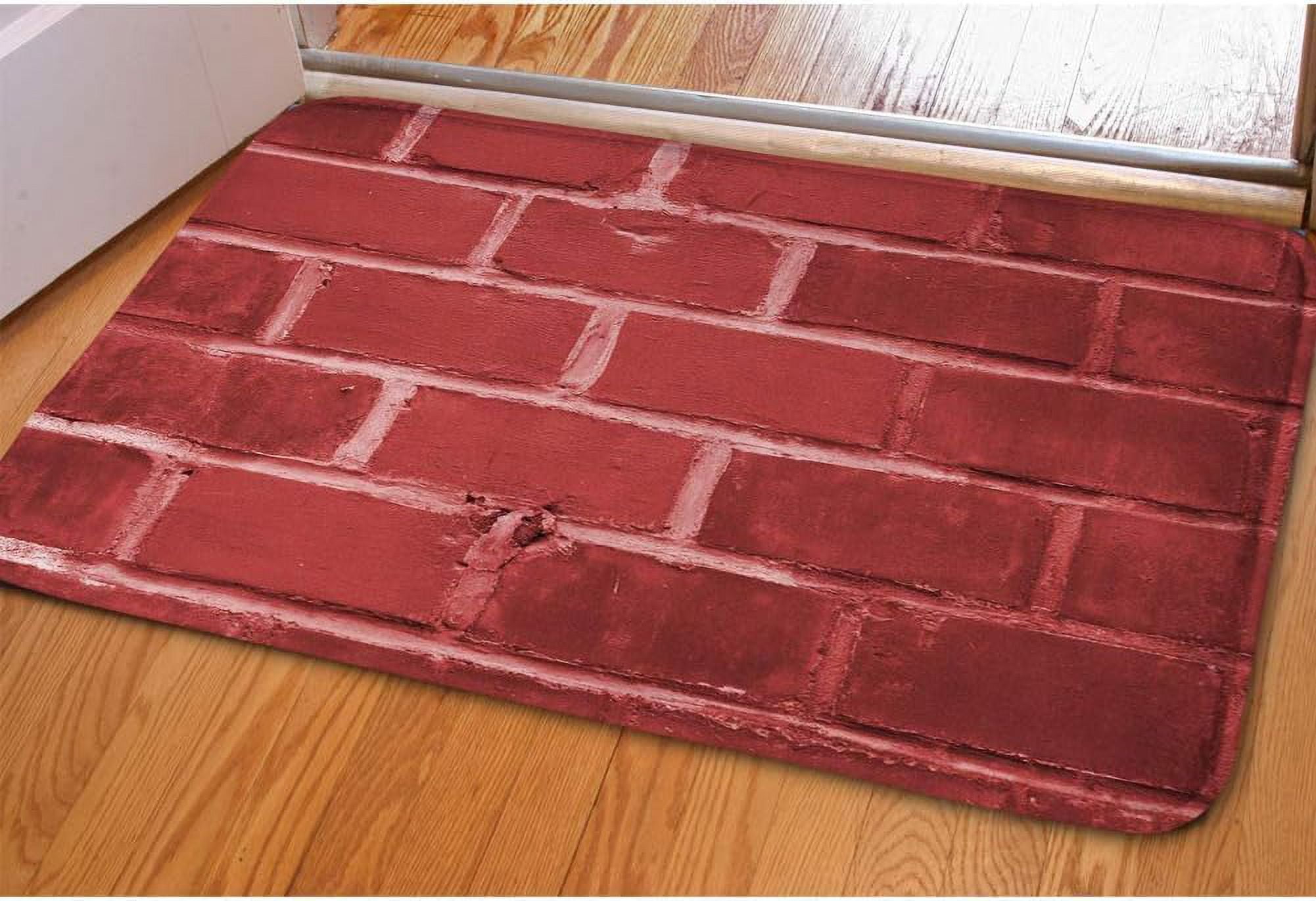 Brick Wall Pattern Red Welcome Non-Slip Absorbent Resist Dirt Doormat ...
