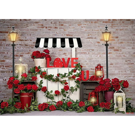 Brick Wall Red Heart Valentine's Day Photography Backdrops Props ...
