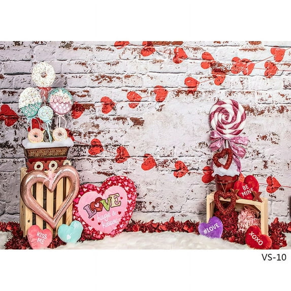 Brick Wall Red Heart Valentine's Day Photography Backdrops Props ...