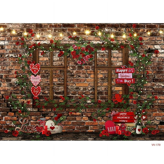 Brick Wall Red Heart Valentine's Day Photography Backdrops Props ...