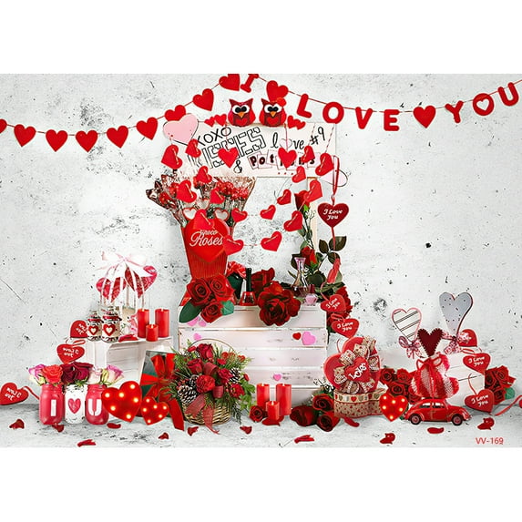 Brick Wall Red Heart Valentine's Day Photography Backdrops Props ...