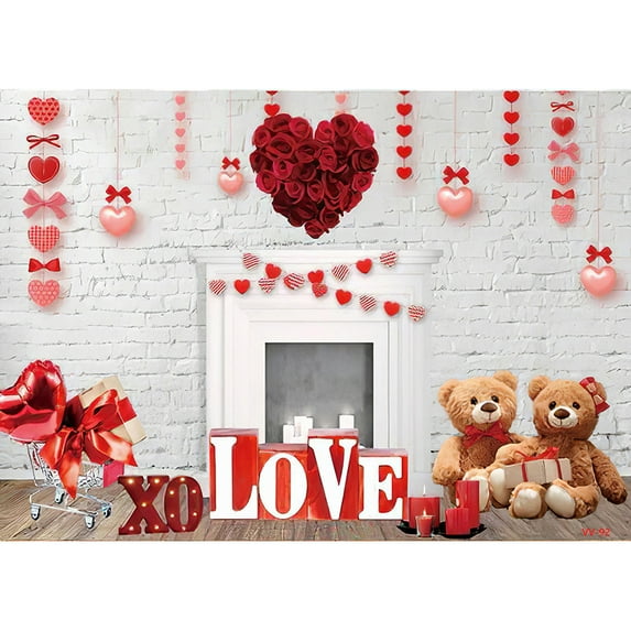 Brick Wall Red Heart Valentine's Day Photography Backdrops Props ...