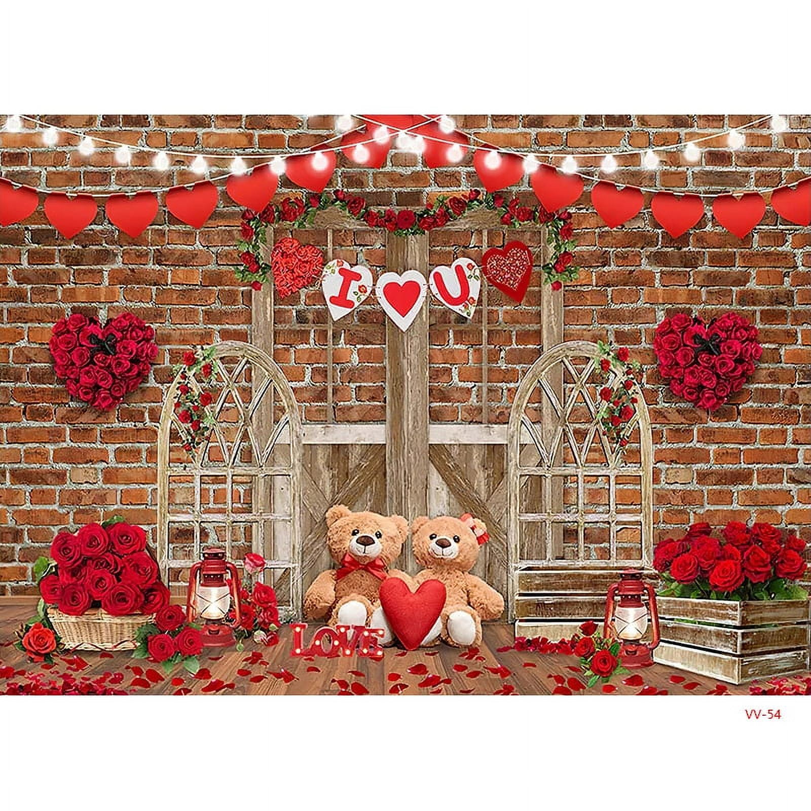 Brick Wall Red Heart Valentine's Day Photography Backdrops Props ...
