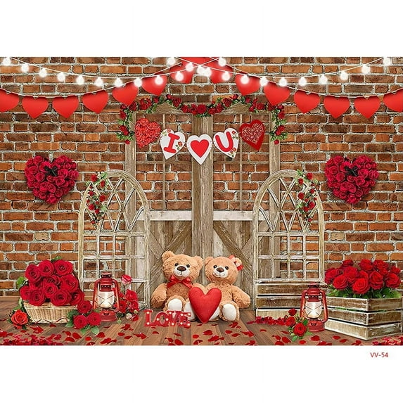 Brick Wall Red Heart Valentine's Day Photography Backdrops Props ...