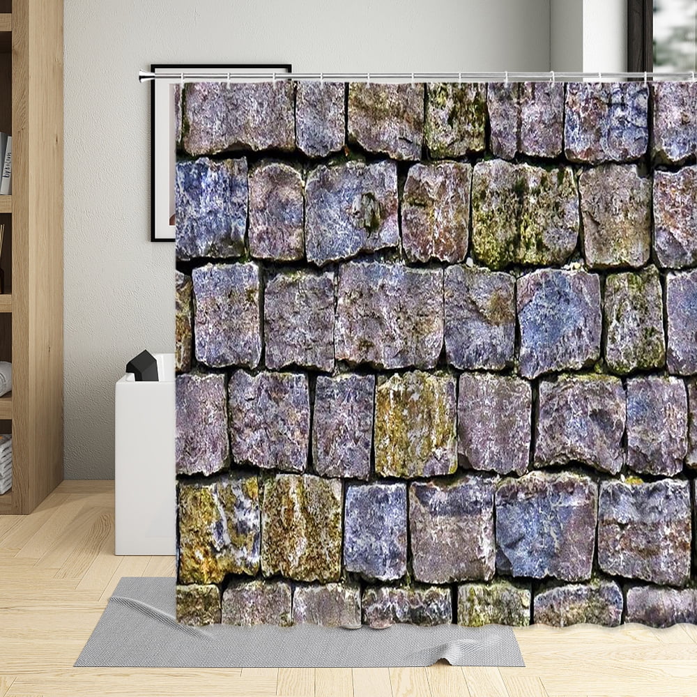 Brick Wall Shower Curtain Background Art Bathroom With Hook Waterproof ...