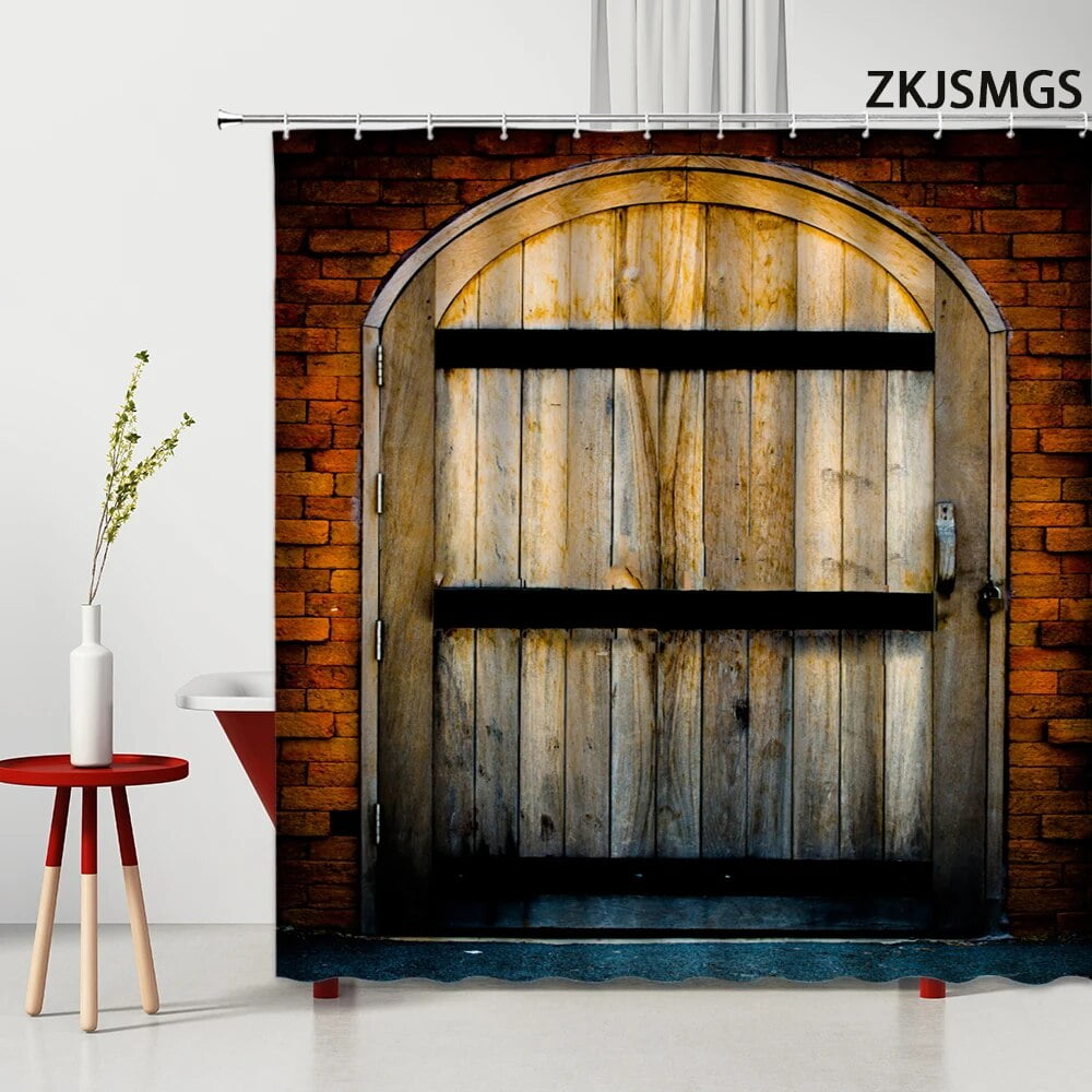 Brick Wall Shower Curtain Rustic Marble Rocks Concrete Cement Stonewall ...