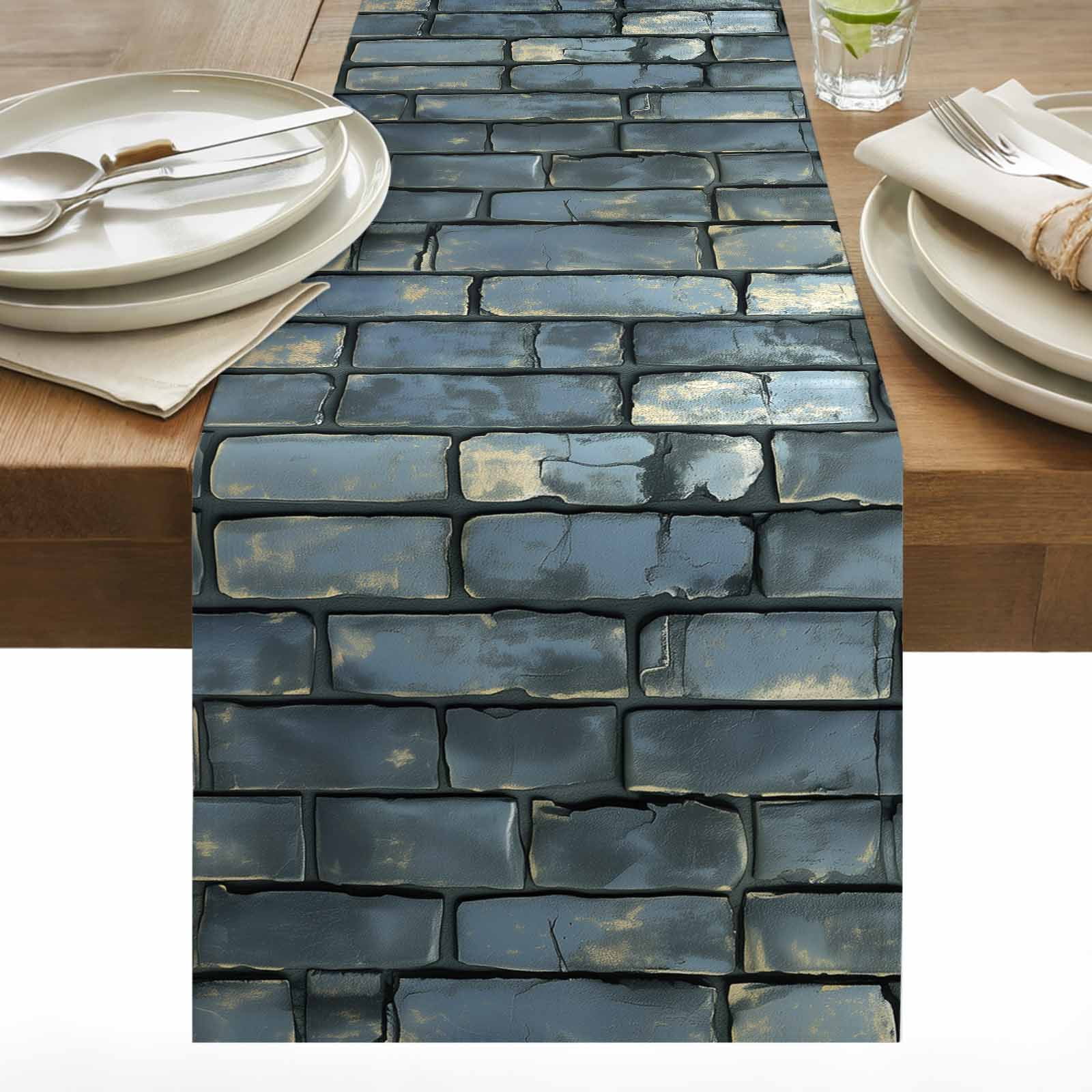 Brick Wall Table Runner 13x72 inch Shabby Vintage Faded Cotton Linen ...