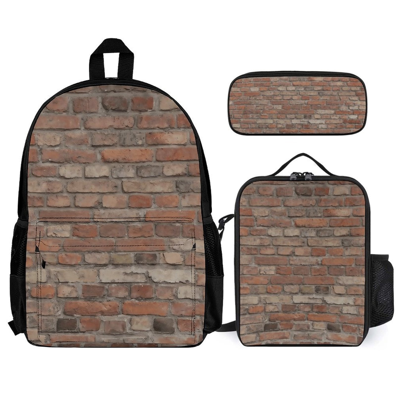 Brick Wall Texture Backpack 3pcs/set Backpack For Travel With Lunch ...