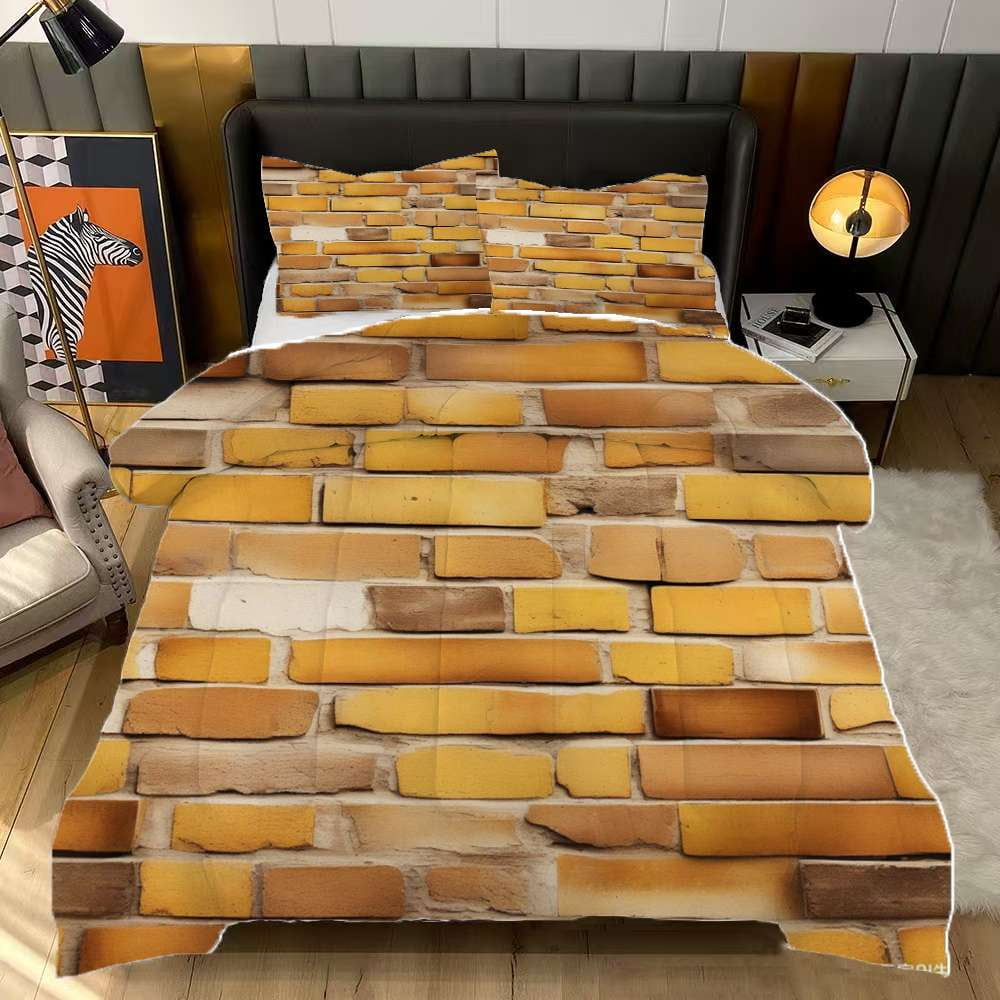 Brick Wall Texture Bricks Comforter Set Twin Size Bedding Set For Travl ...