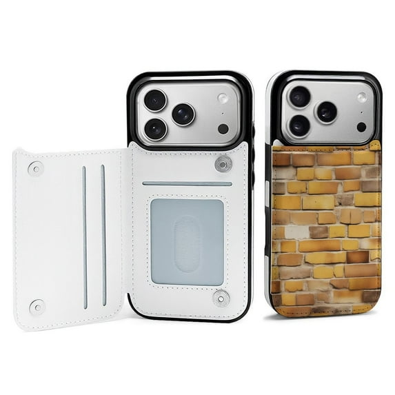 Brick Wall Texture Bricks Leather Wallet Case for iPhone 17 Pro Wallet Case Card Holder Flip ...