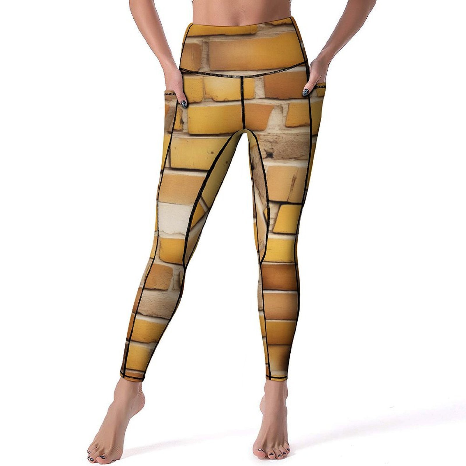 Brick Wall Texture Bricks Leggings Fitness Gym Yoga Pants High Waist ...