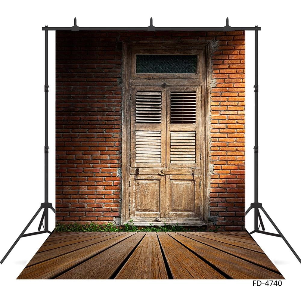 Brick Wall Wooden Door Floor Photographic Backdrop Custom Background ...