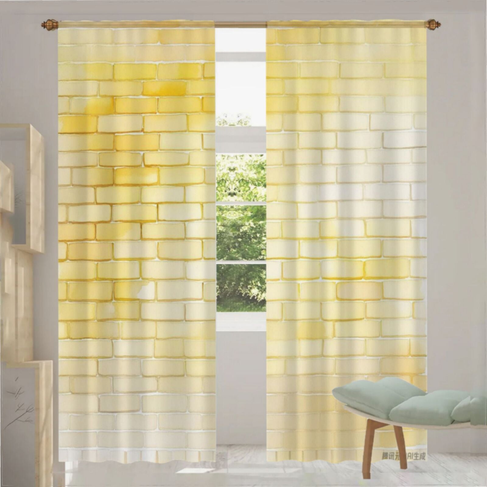 Brick Wall, Yellow Brick Stone Wall Curtains for Living Room Bedroom ...
