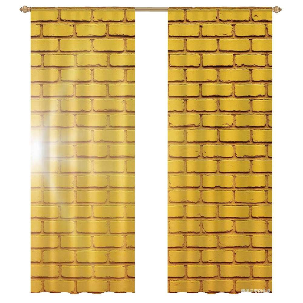 Brick Wall, Yellow Brick Stone Wall Sunlight Modern Tulle Window ...