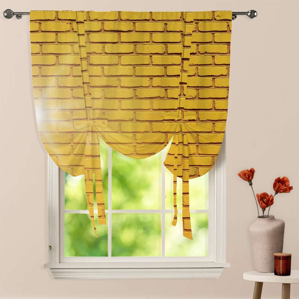 Brick Wall, Yellow Brick Stone Wall Sunlight Window Curtain for Living ...