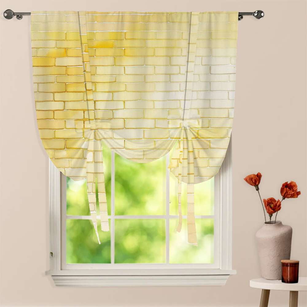 Brick Wall, Yellow Brick Stone Wall Window Curtain for Living Room ...