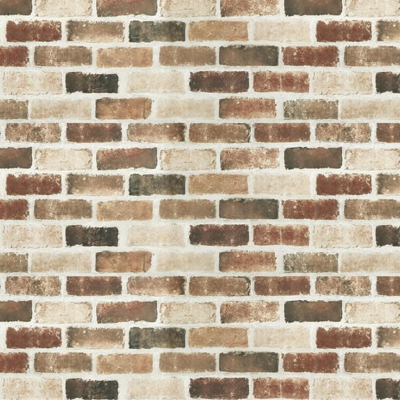 Brick Wallpaper Peel and Wallpaper for 17.5 "x 197" Brown Stone ...