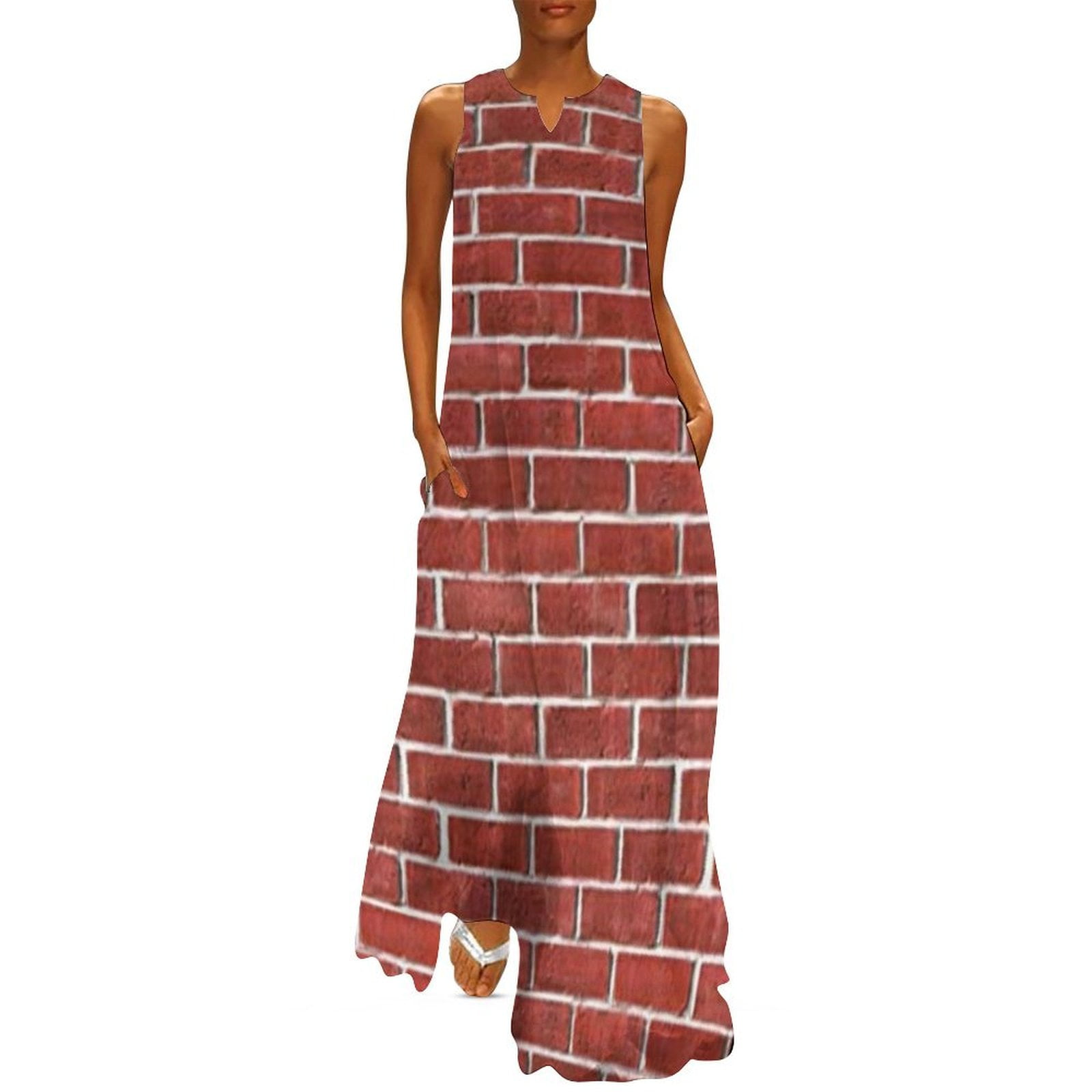 Brick wall Pattern Red Brick Long Dress chic and elegant evening dress ...