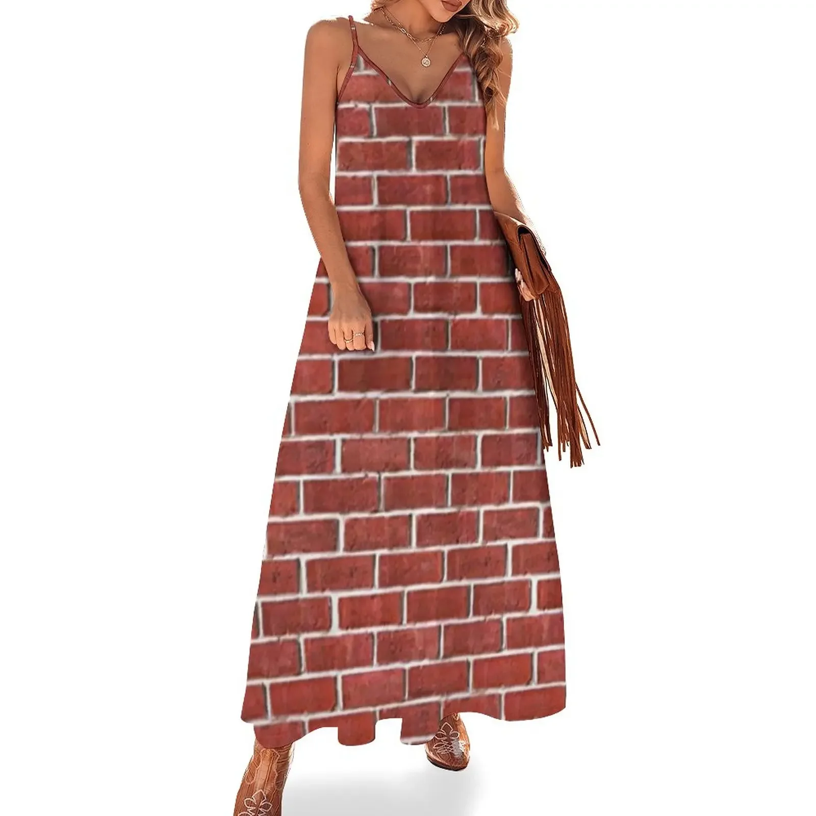 Brick wall Pattern Red Brick Sleeveless Dress evening dresses ladies ...