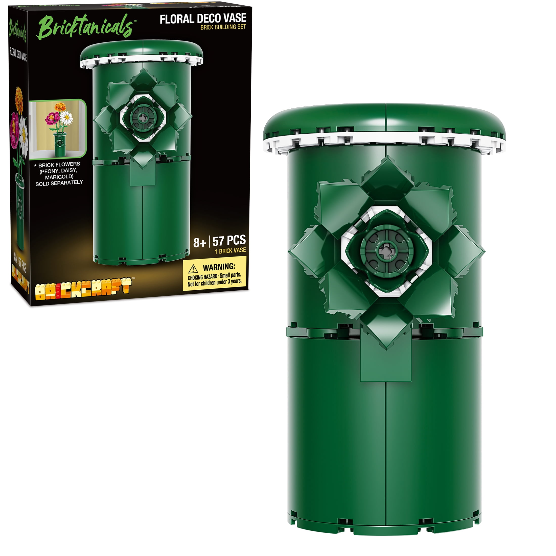Brickcraft Bricktanicals Floral Vase Building Kit - Green Cylinder ...