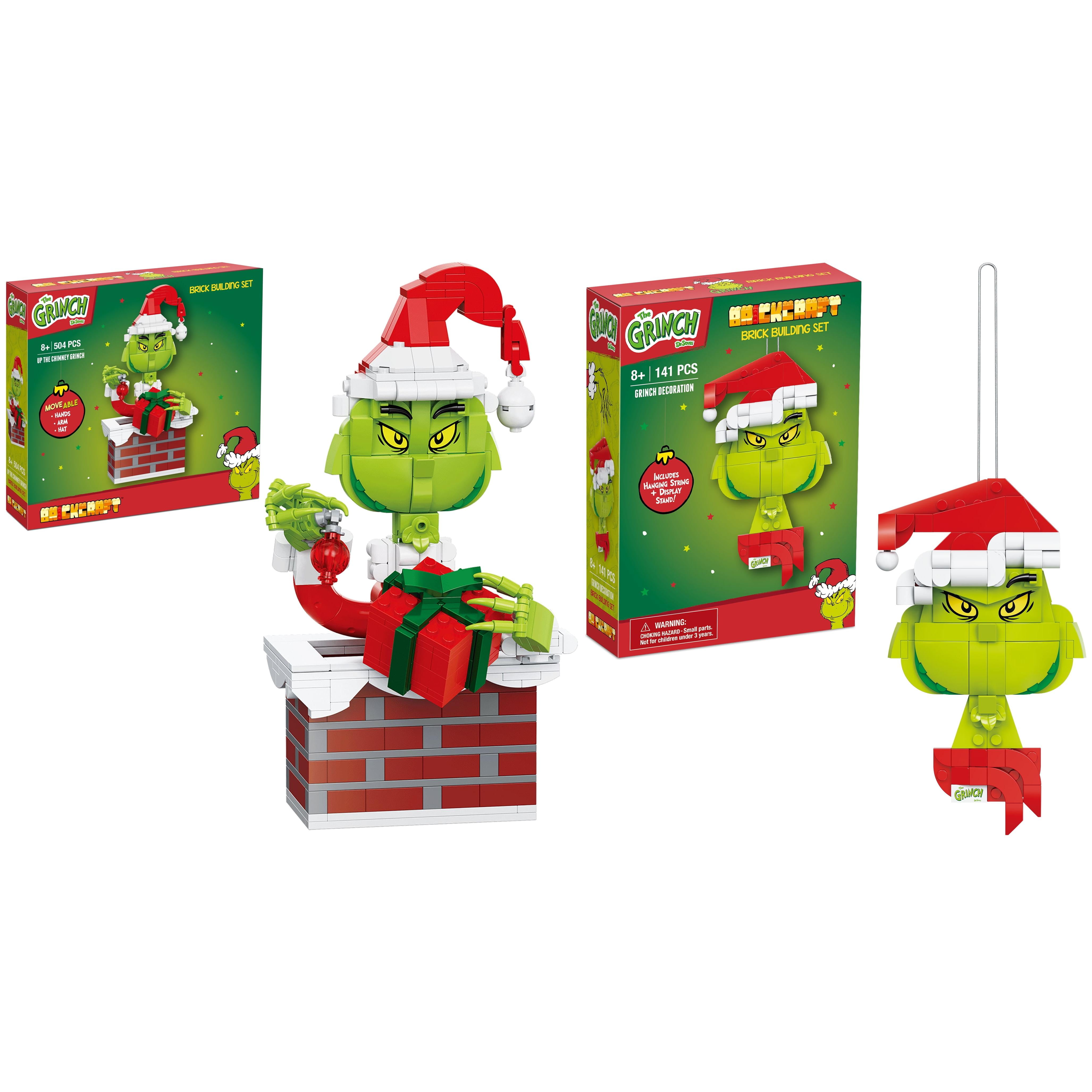 Brickcraft Building Set: Grinch Up The Chimney (504 Pieces) & Grinch ...