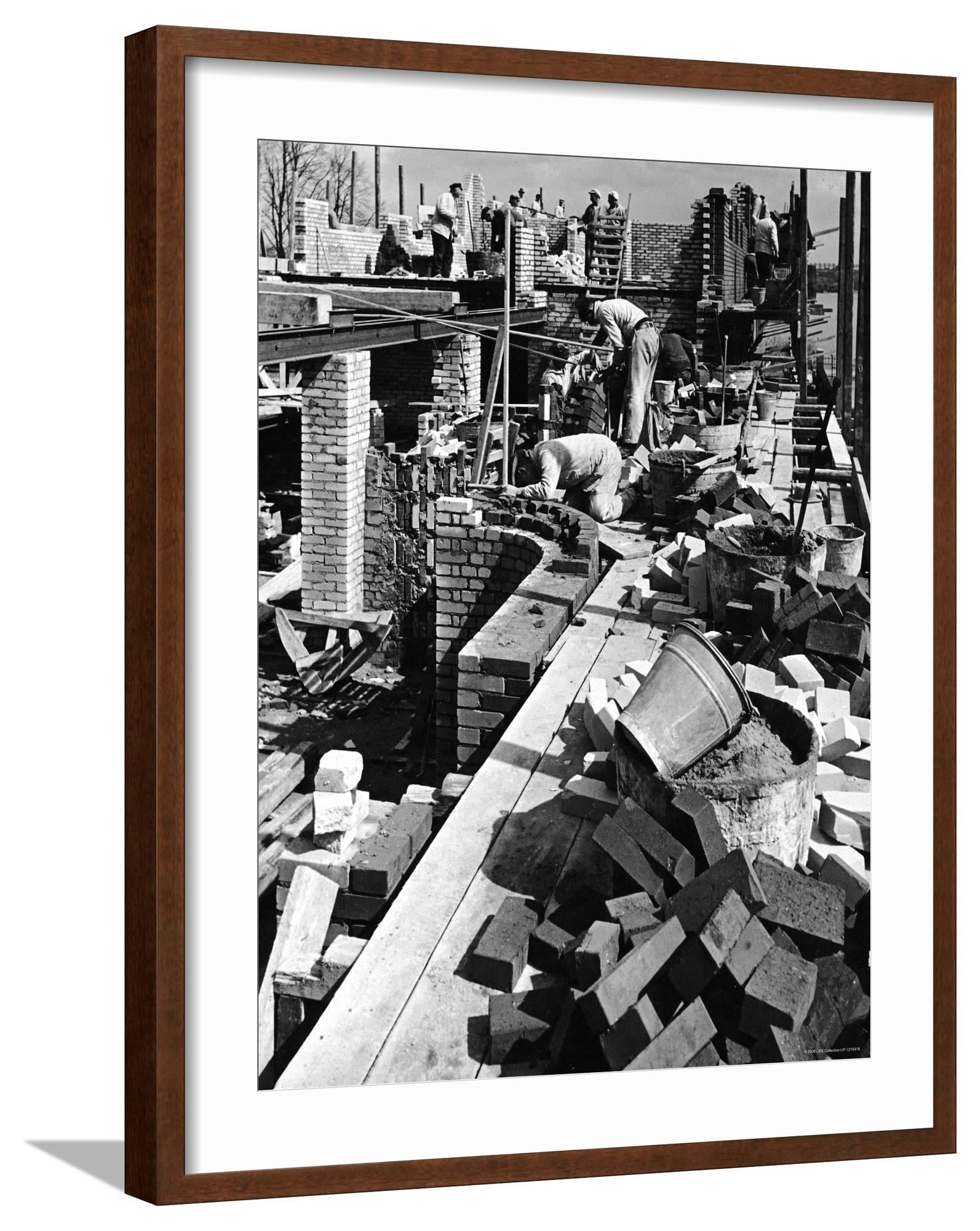 Art.com Bricklayers Constructing a Building Photographic Print, Brown ...