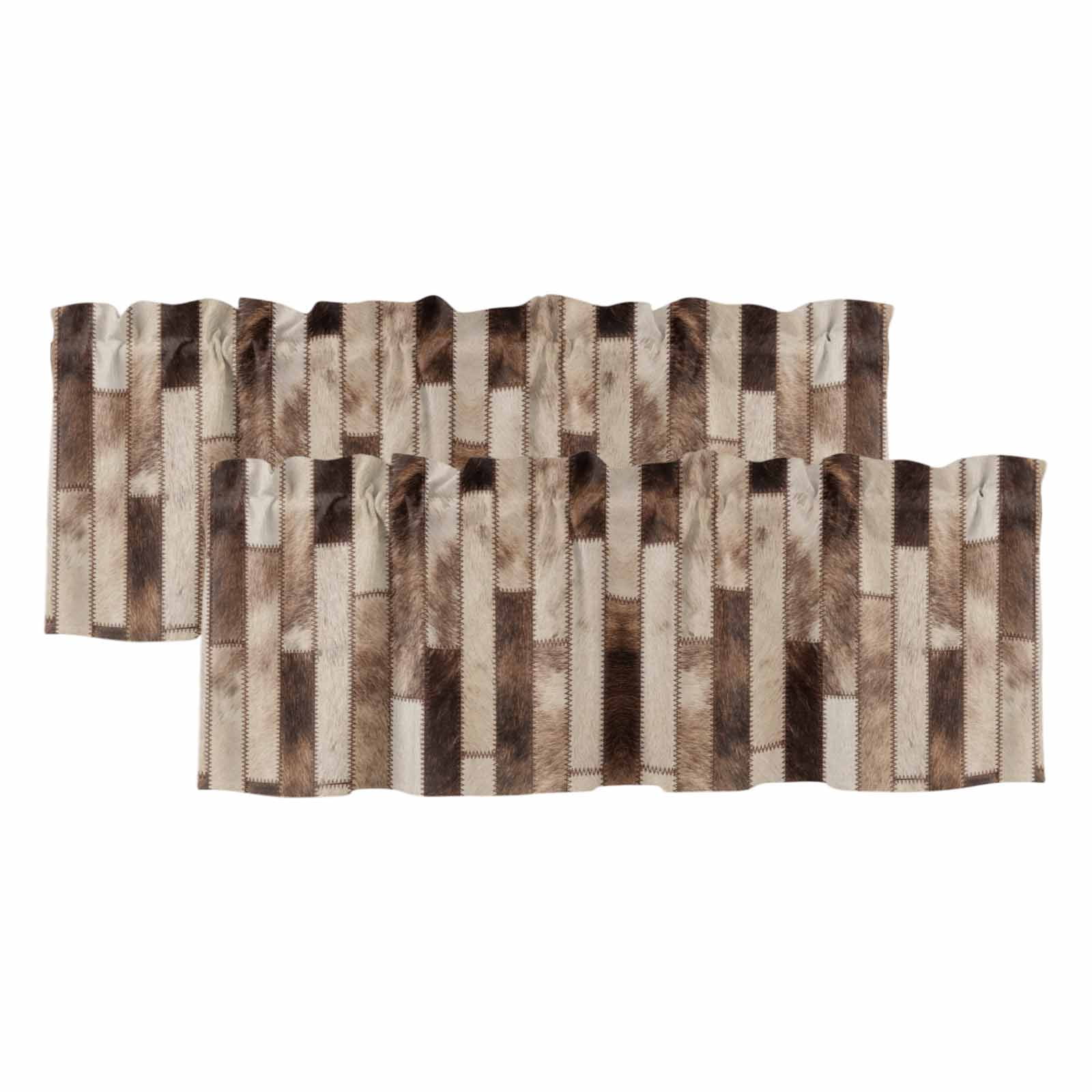 Bricks Patchwork 2 Panels Kitchen Valance, Western Ethnic Abstract ...