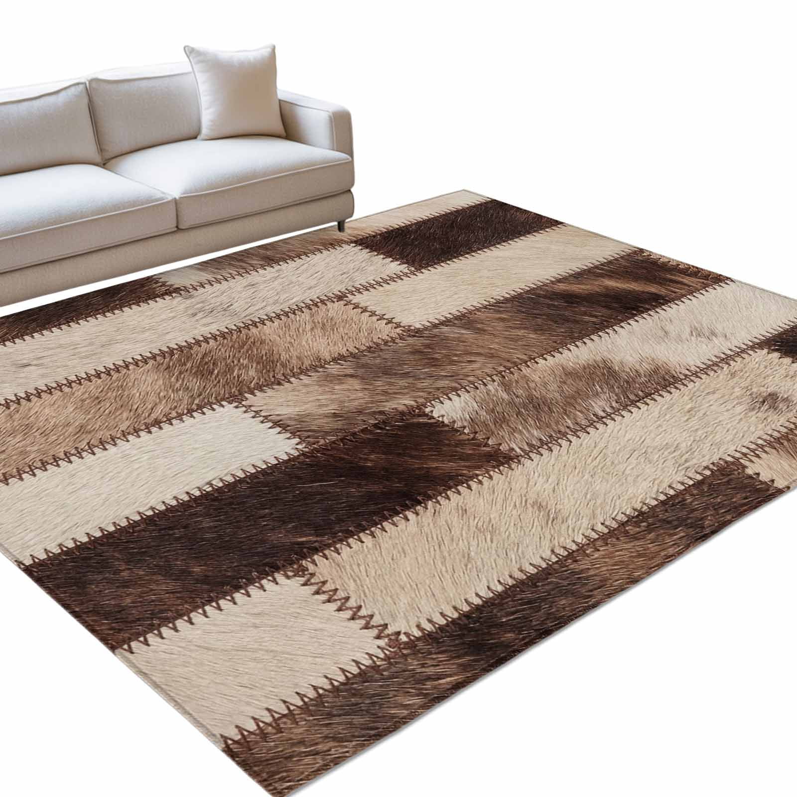 Bricks Patchwork Large Area Rugs 5x8ft Western Ethnic Abstract Brown ...