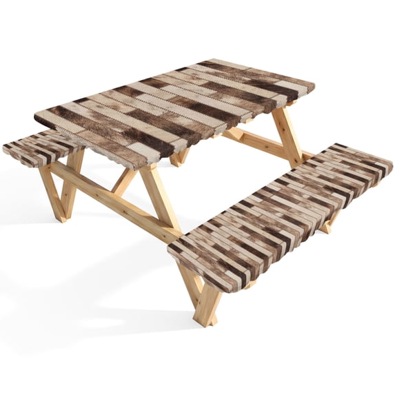 Bricks Patchwork Picnic Table Cover with Bench Covers Western Ethnic ...