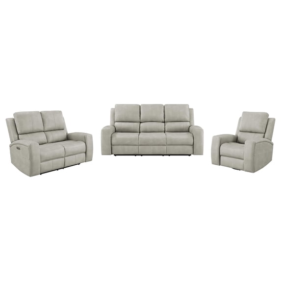Brickston 3-piece Triple Power Reclining Sofa Set Grey - Walmart.com