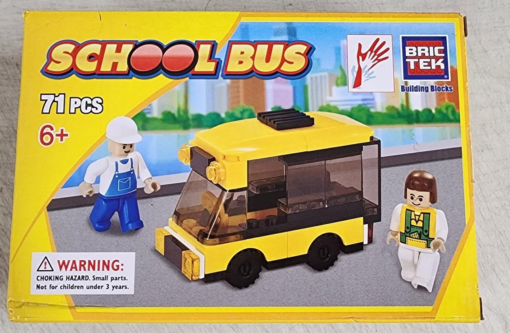 Brictek Building Blocks - School Bus w/2 Mini-Figurines - 71pcs Age 6 ...