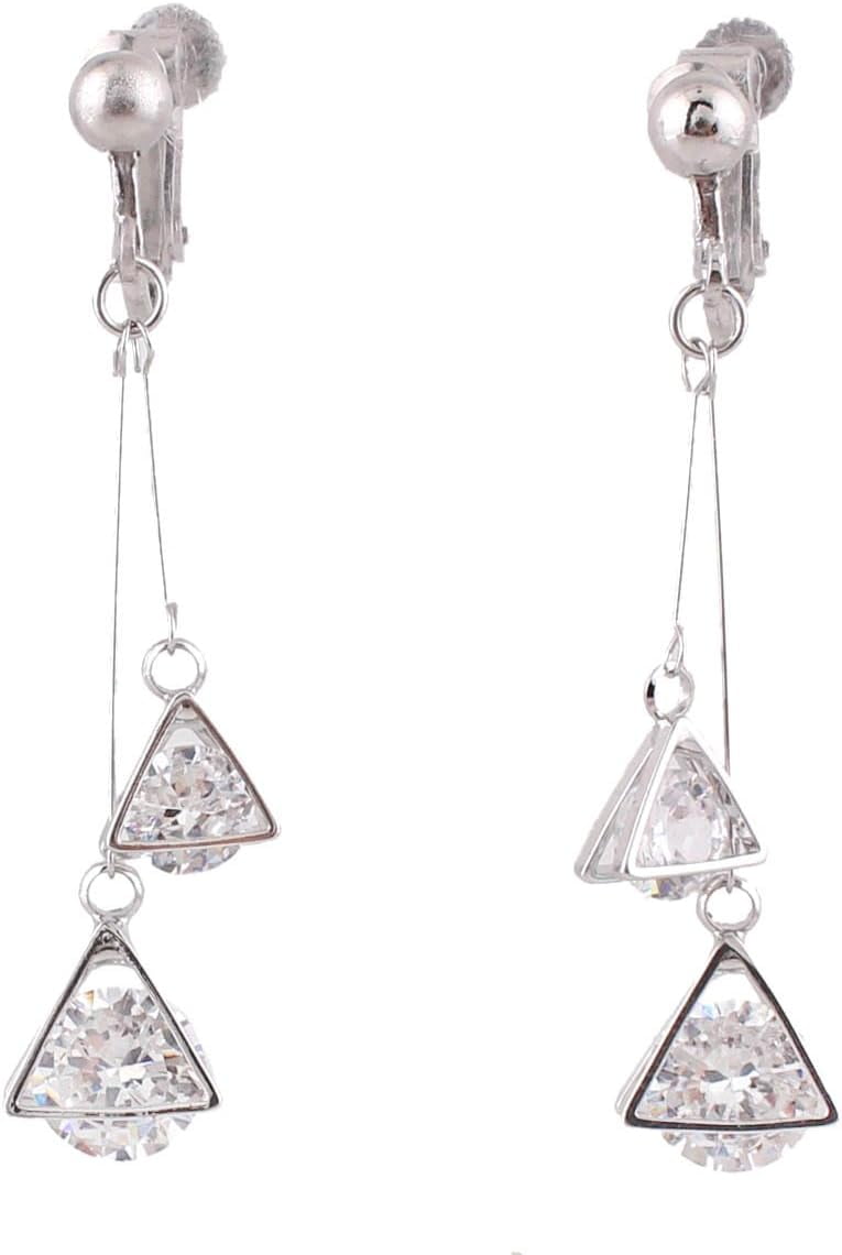 Bridal AAA CZ Triangle Star Ball Water Drop Shape Clip on Earrigs and ...