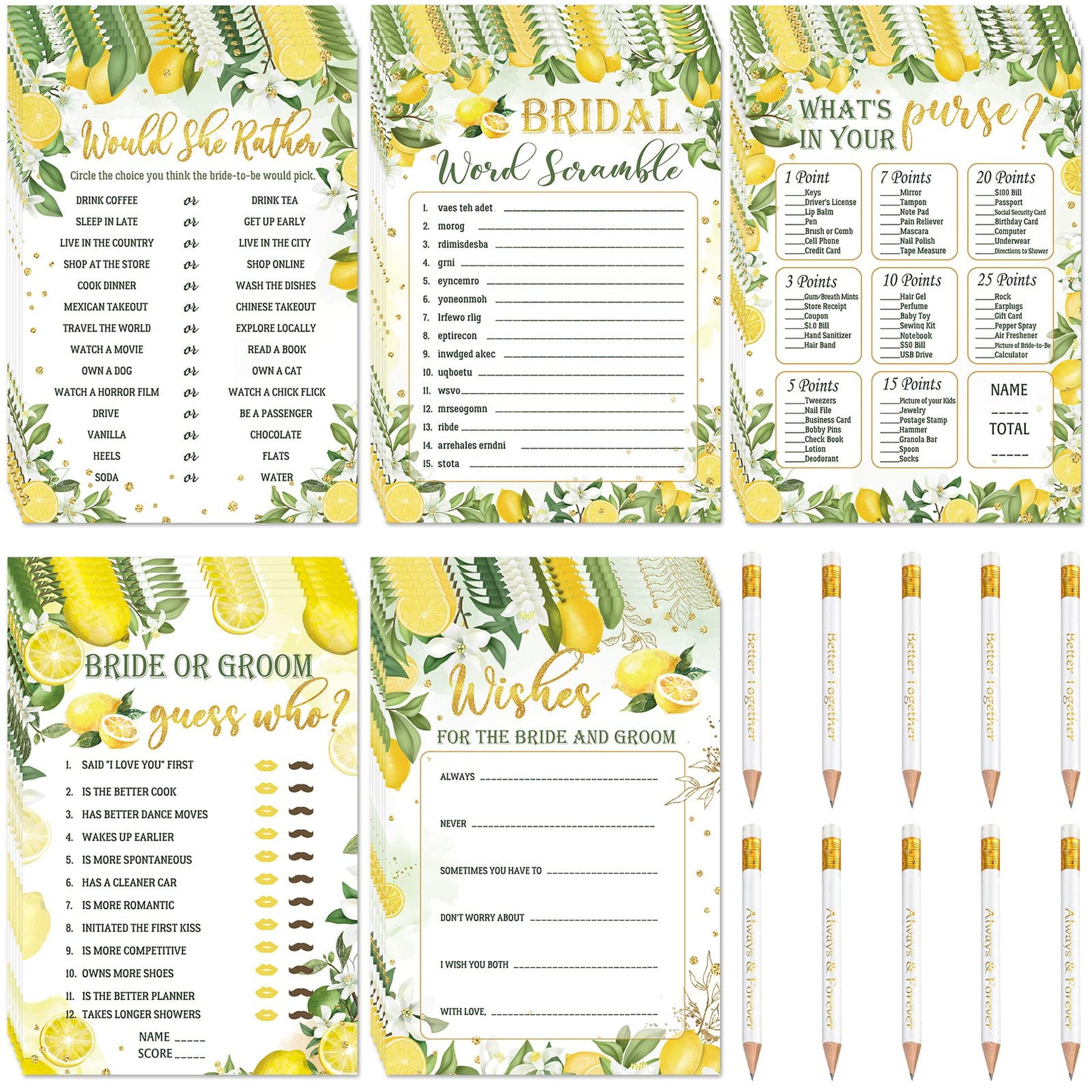 Bridal Bliss Game Set: 135 Fun Wedding Cards and Pencils for ...