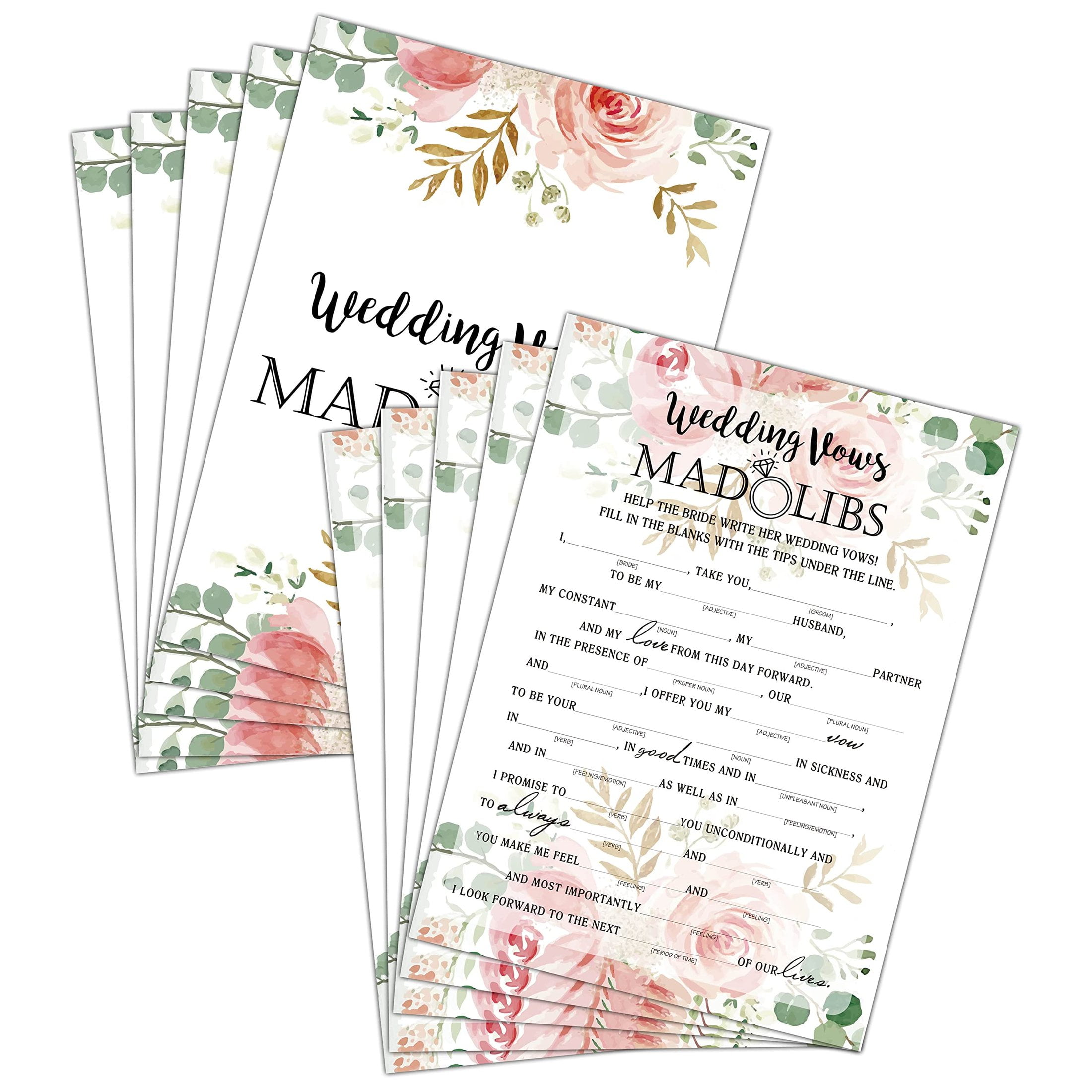 Bridal Bliss Game Set - Interactive Wedding Vows Mad Libs Cards for Fun ...