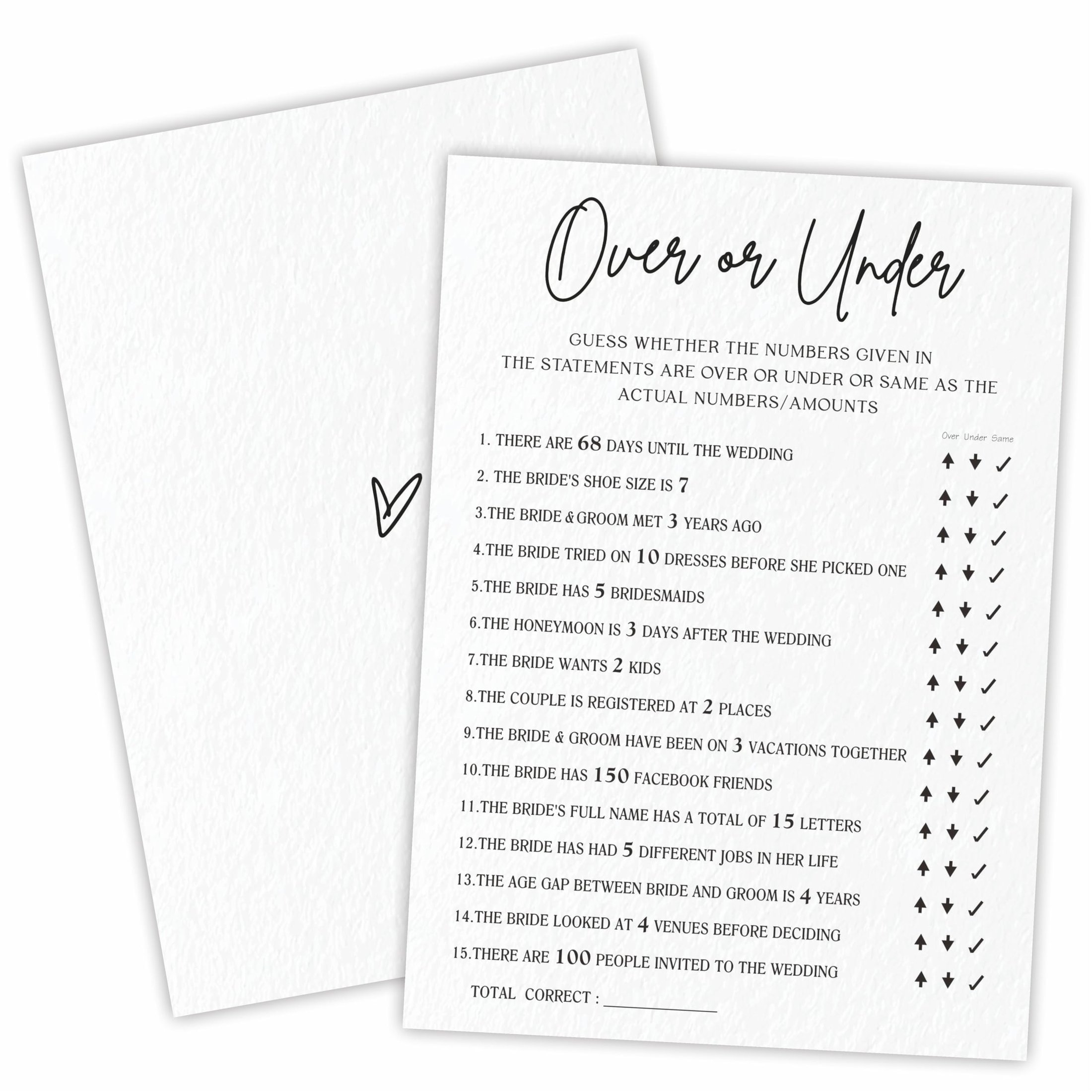 Bridal Bliss Guessing Game Cards - 30 Minimalist Engagement Party Fun ...