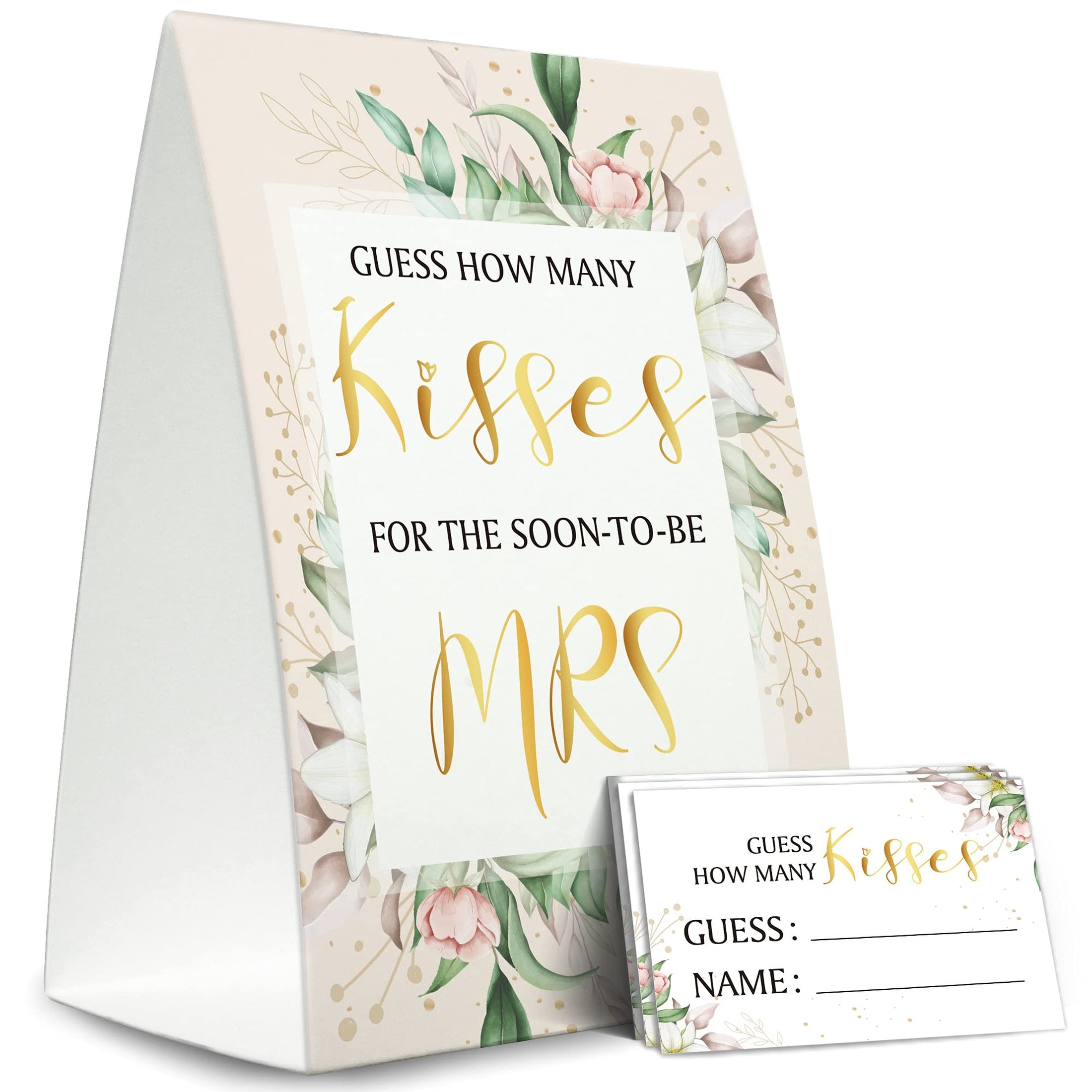 Bridal Bliss Guessing Game Kit with 50 Kisses Cards and Standing Sign ...