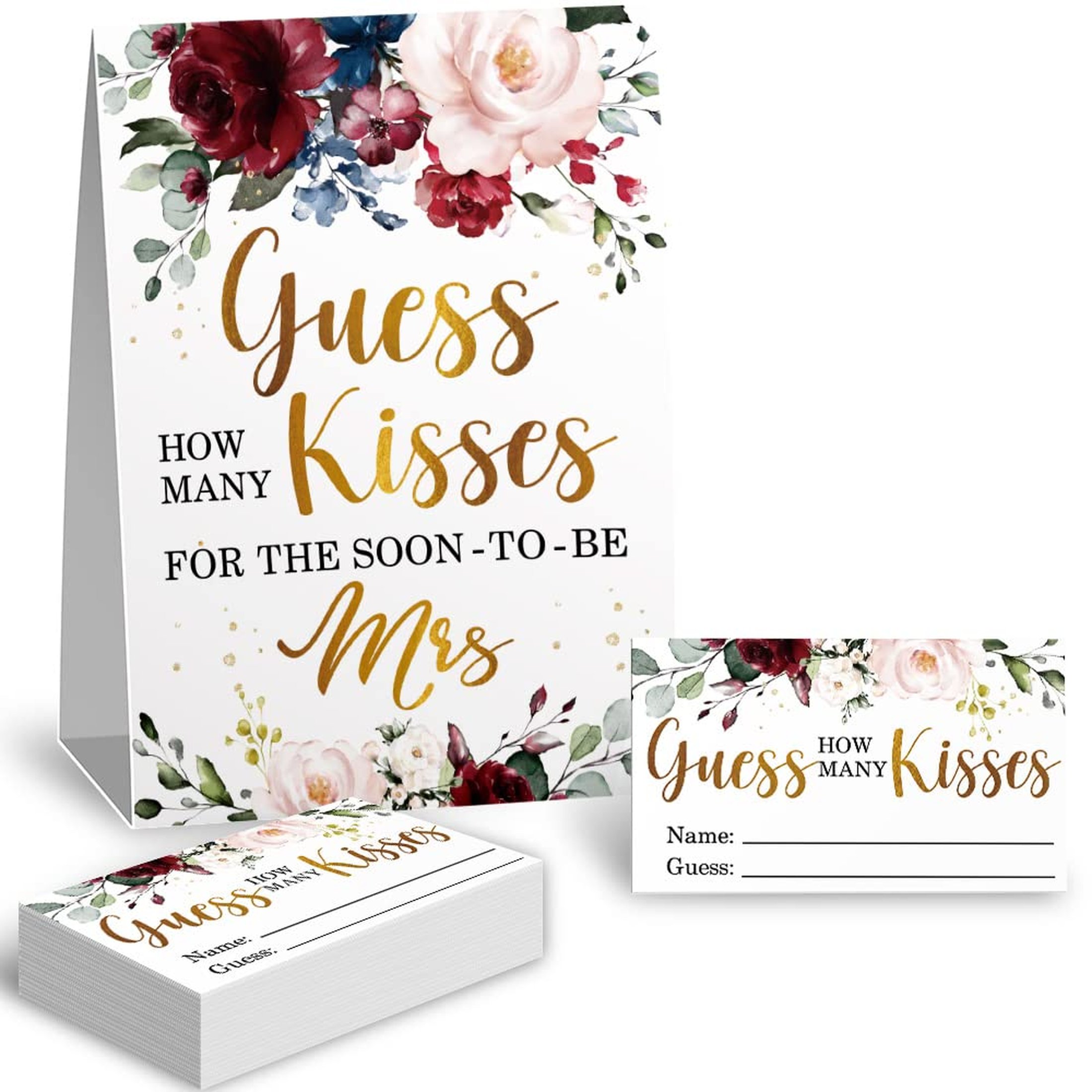 Bridal Bliss Guessing Game Kit with Floral Design - 50 Raffle Cards and ...