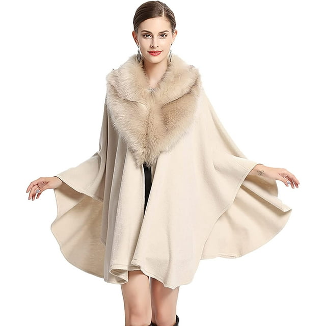 Bridal Capes Shawls Winter Fall Warm Faux Fur Open Wraps Knitted Plus ...