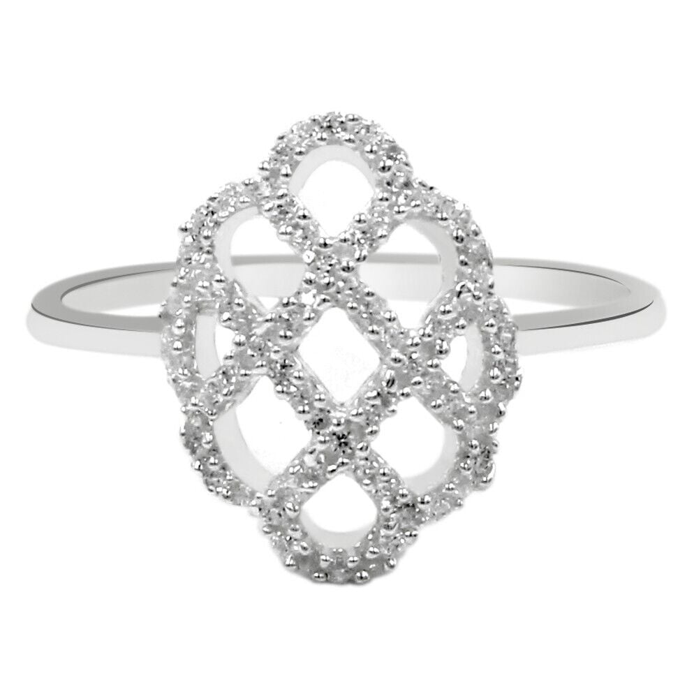 Pave Set Floral promise Engagament Ring 1.9 Ct Diamond 14K White Gold ...