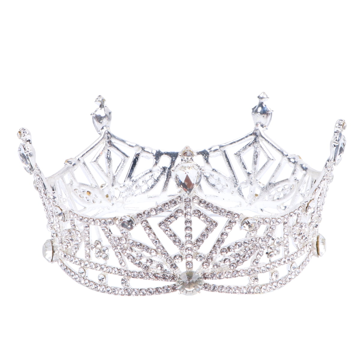 Bridal Crown Retro Crown Round Large Crown Rhinestone Decor Wedding ...