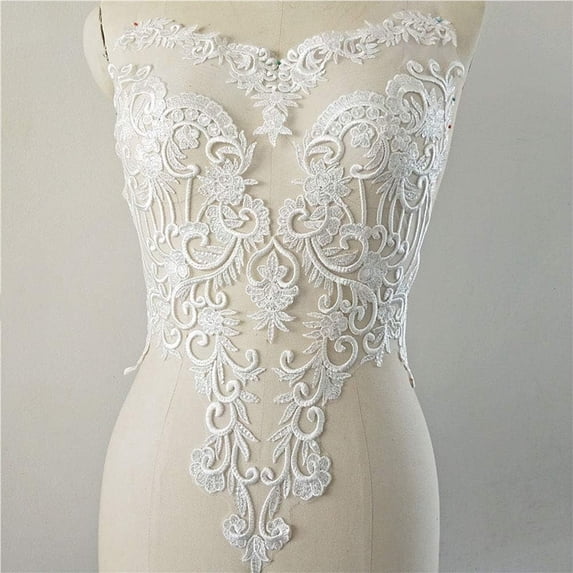 Lace Applique Shimmery Sequined Embroidery Flower Patch Sewing Motif ...
