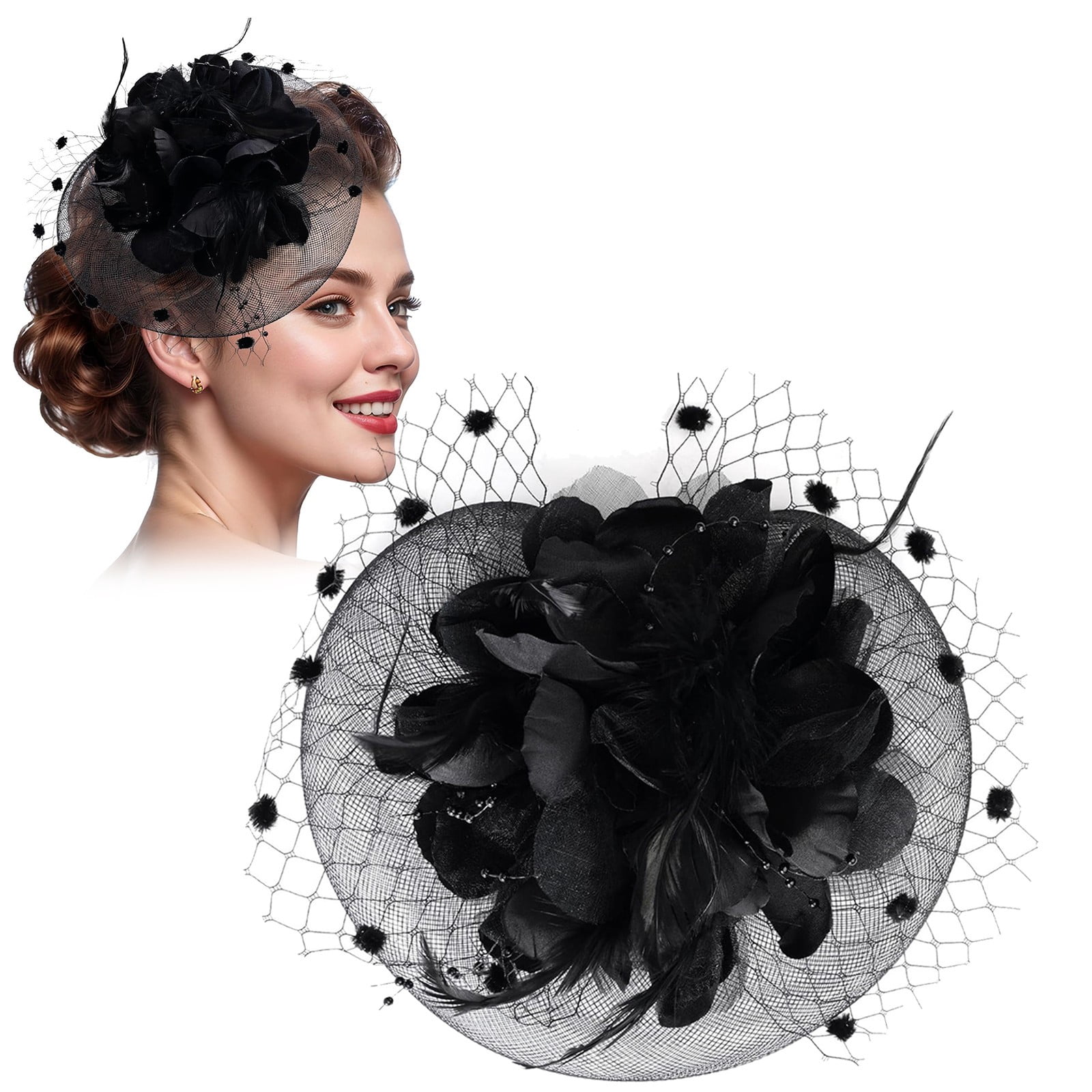 Bridal Headpiece Flower Headpiece Burgundy Fascinators Hat For Women ...