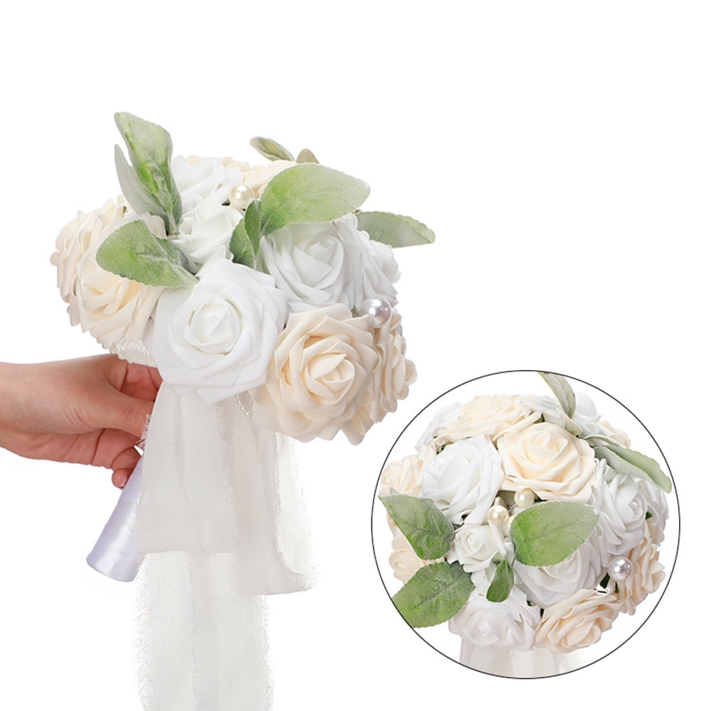 Bridal Holding Wedding Bouquet Artificial Rose Holding Flowers Wreath ...