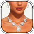 Bridal Jewelry Set for Wedding Silver Rhinestone Necklace Set Prom ...