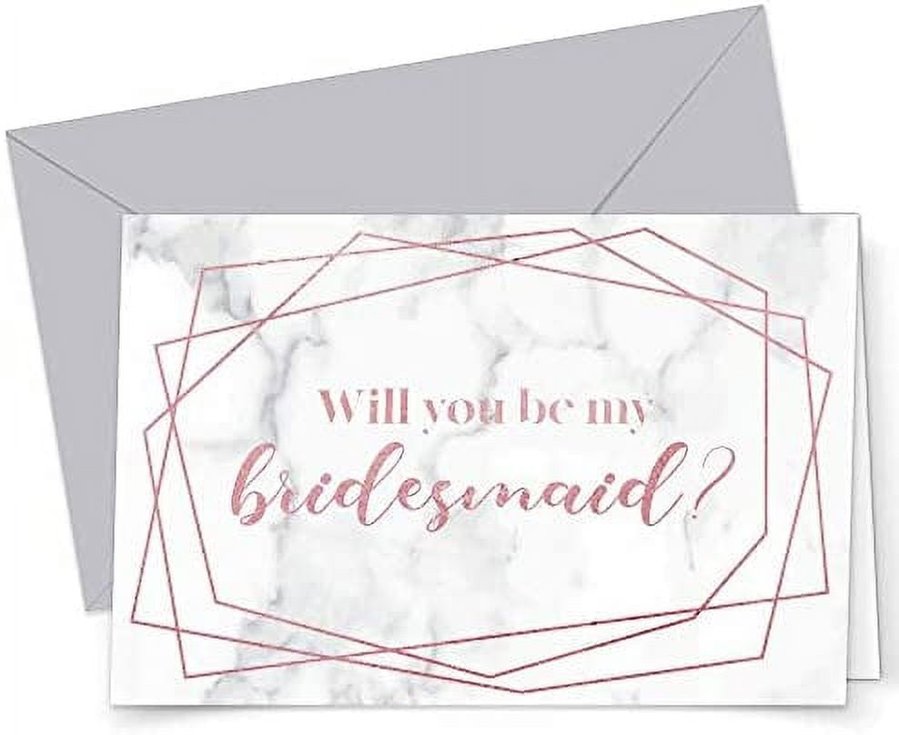 Bridal Party Proposal Cards - Pretty Marble & Rose Gold Foil - Includes ...