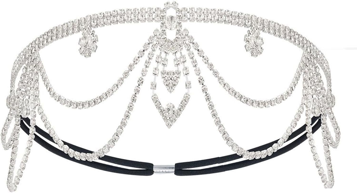 Bridal Quality Wedding Headband Multi-layer Tiaras Hairchain Forehead ...